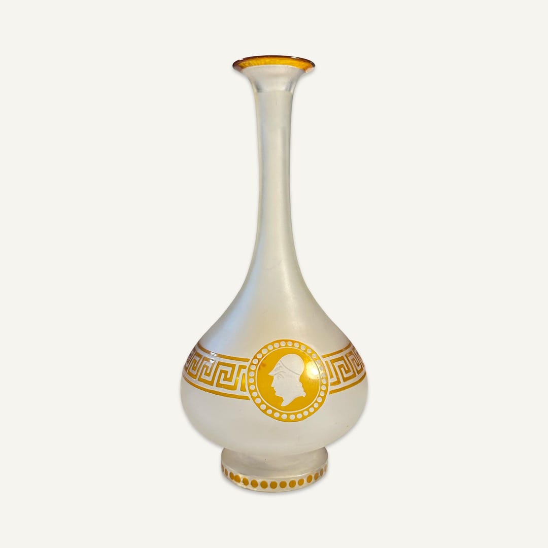 Frosted Glass Small Carafe With Greek Key Design - Etsy