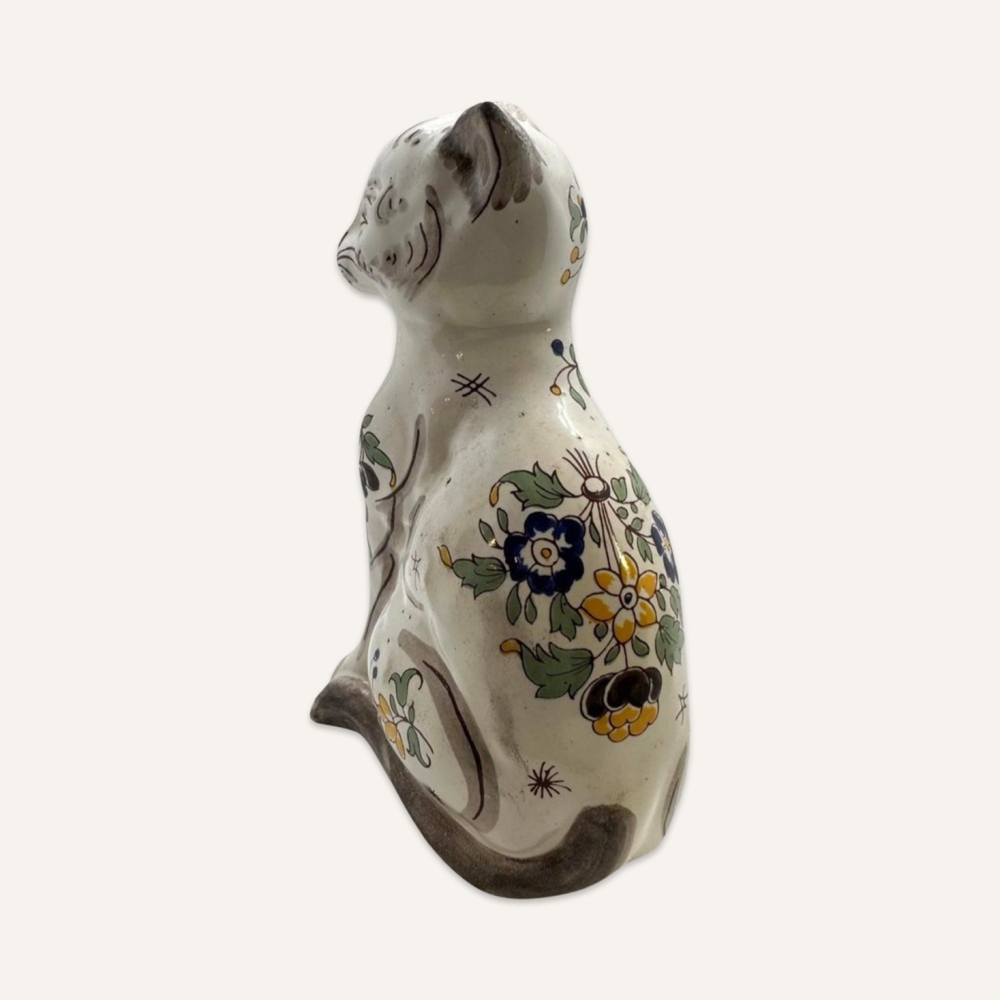 20th Century French Faience Figurine of a Sitting Cat - Etsy