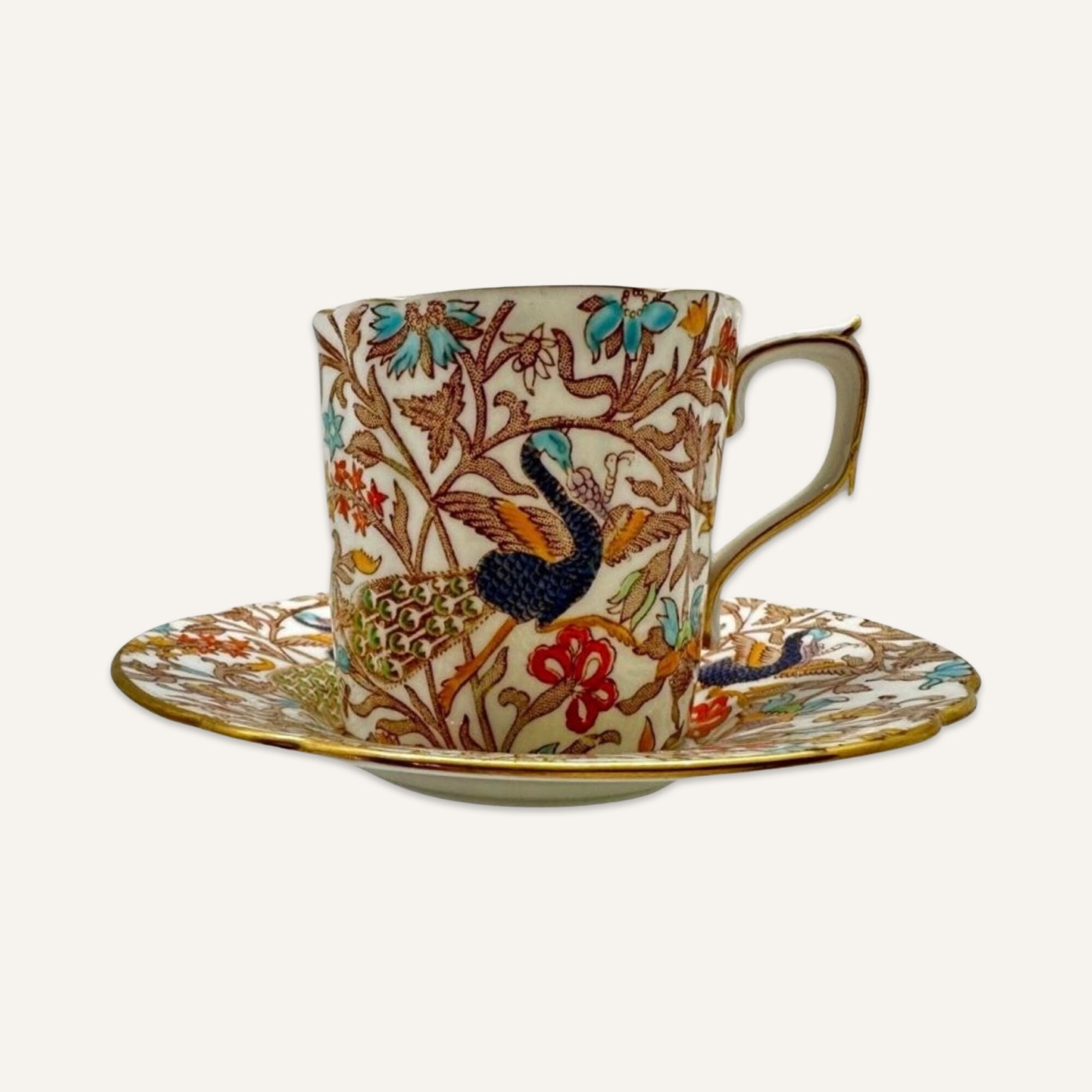 1950s Royal Crown Derby Peacock Pattern Demitasse Cups and Saucers Set ...