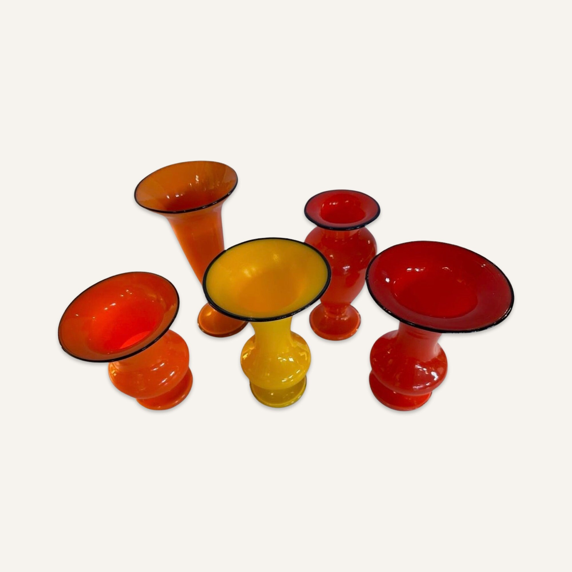 Set of 5 1930s Bohemian Tango Glass Vases - Etsy