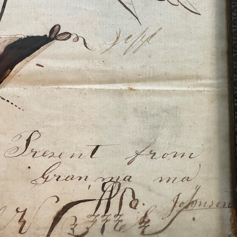 19th Century Calligraphy Sampler With Legend “present From Grandma ...