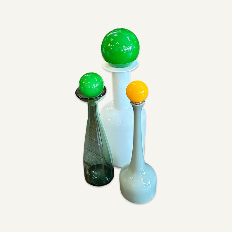 Set of 3 Large Otto Brauer Style Glass Bottles With Spherical Glass ...