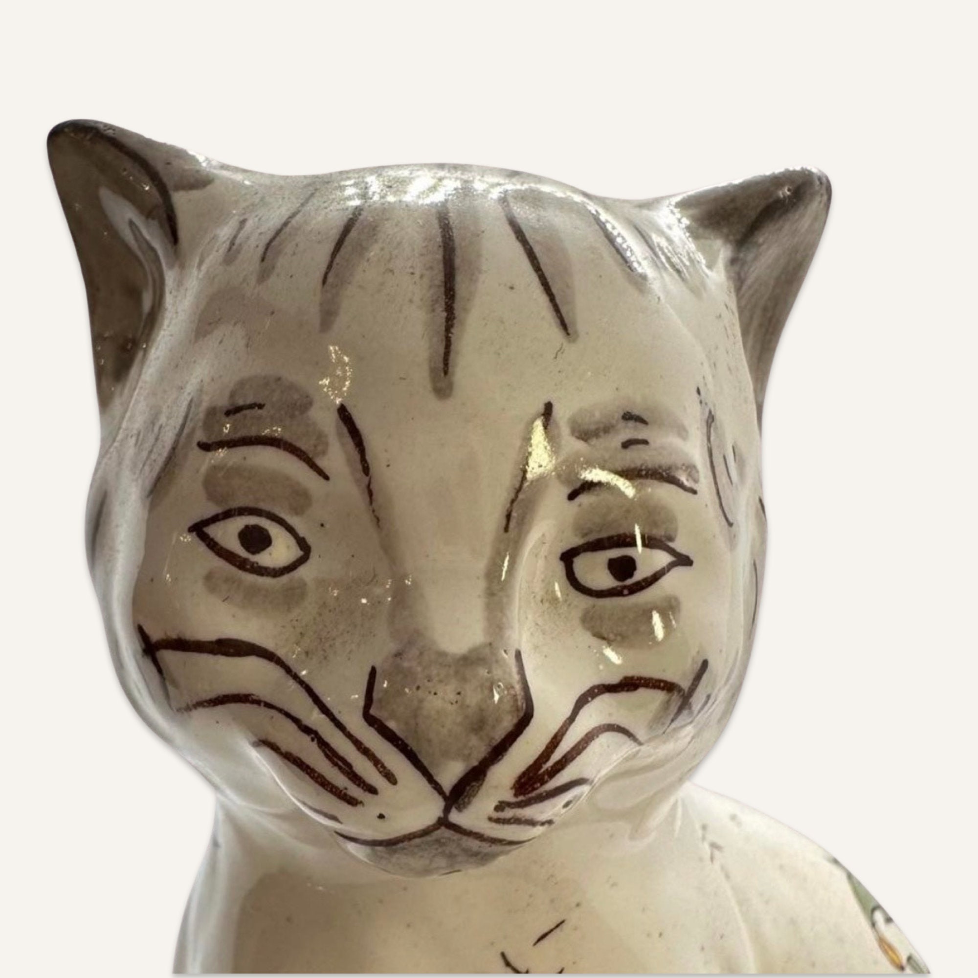 20th Century French Faience Figurine of a Sitting Cat - Etsy