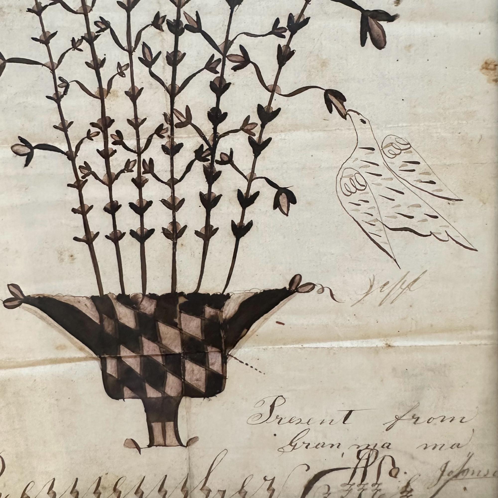 19th Century Calligraphy Sampler With Legend “present From Grandma ...