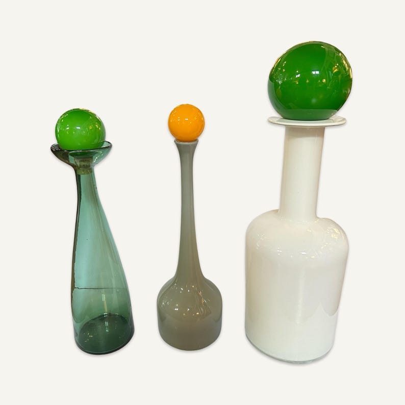 Set of 3 Large Otto Brauer Style Glass Bottles With Spherical Glass ...