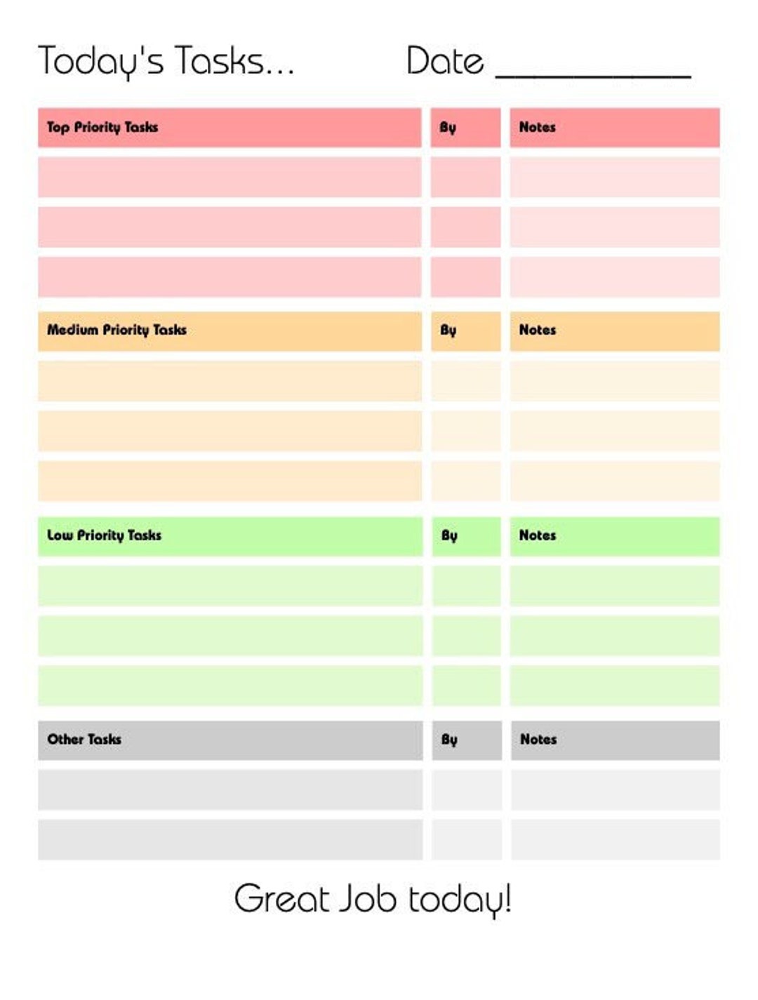 Printable Priority Task List - Etsy