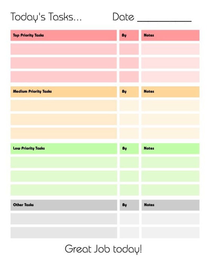 Printable Priority Task List - Etsy