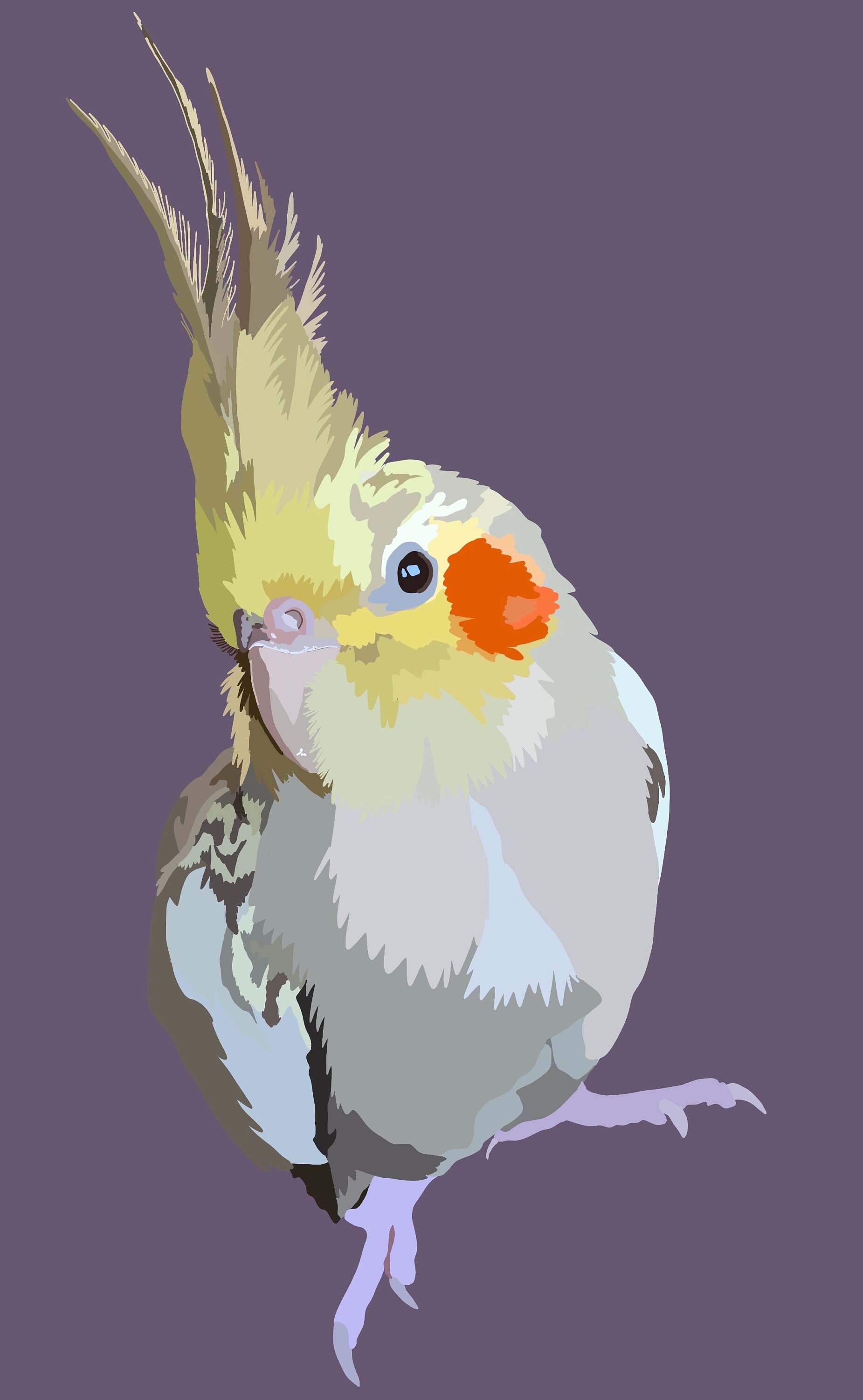 Cockatiel Printable Animal Painting (PURPLE BACKGROUND) - Etsy