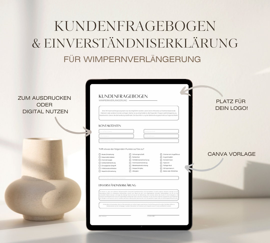 Questionnaire client et consentement pour les extensions de cils au format PDF et consentement ...