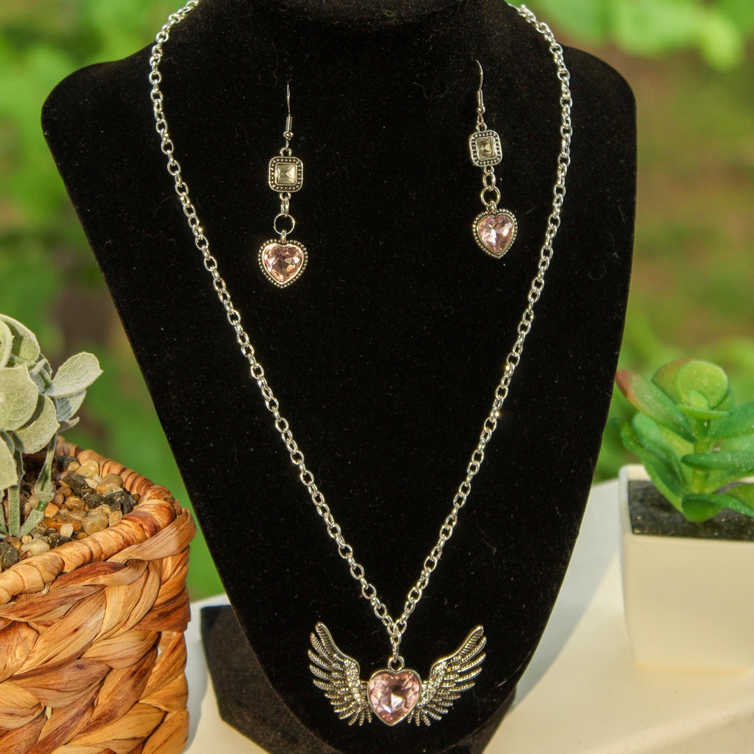 Pink Heart Jewelry Set - Etsy