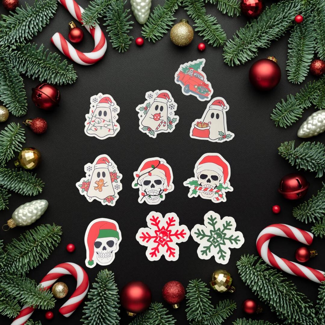 Dark & Cute Christmas Stickers – Gothic Holiday, Spooky Festive Sticker ...