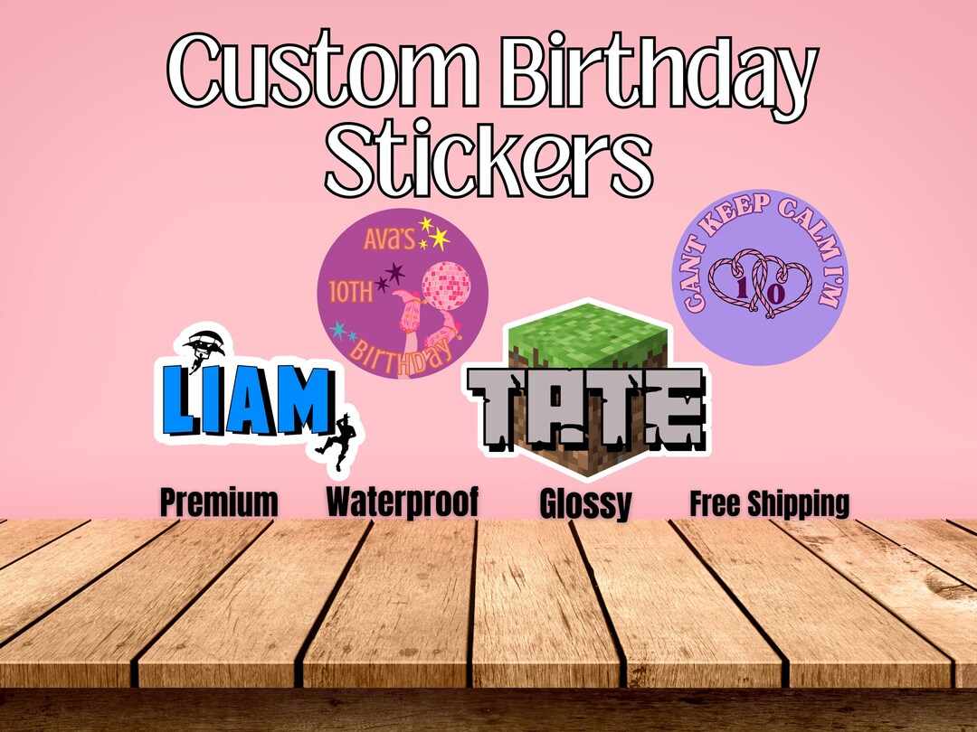 Custom Birthday Stickers – Personalized Party Favor Labels – 2" Circle ...