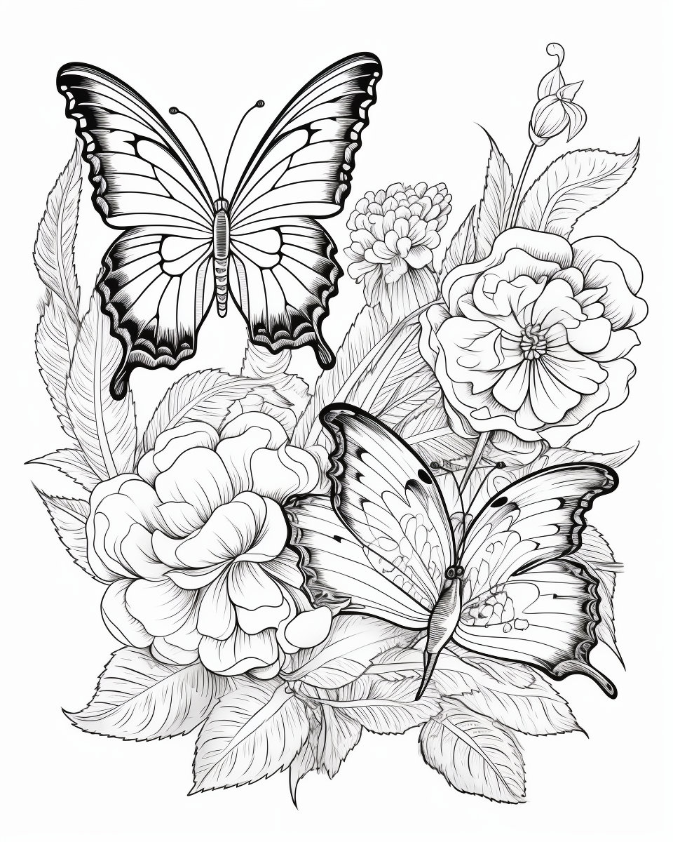 30 Butterfly Coloring Pages - Etsy