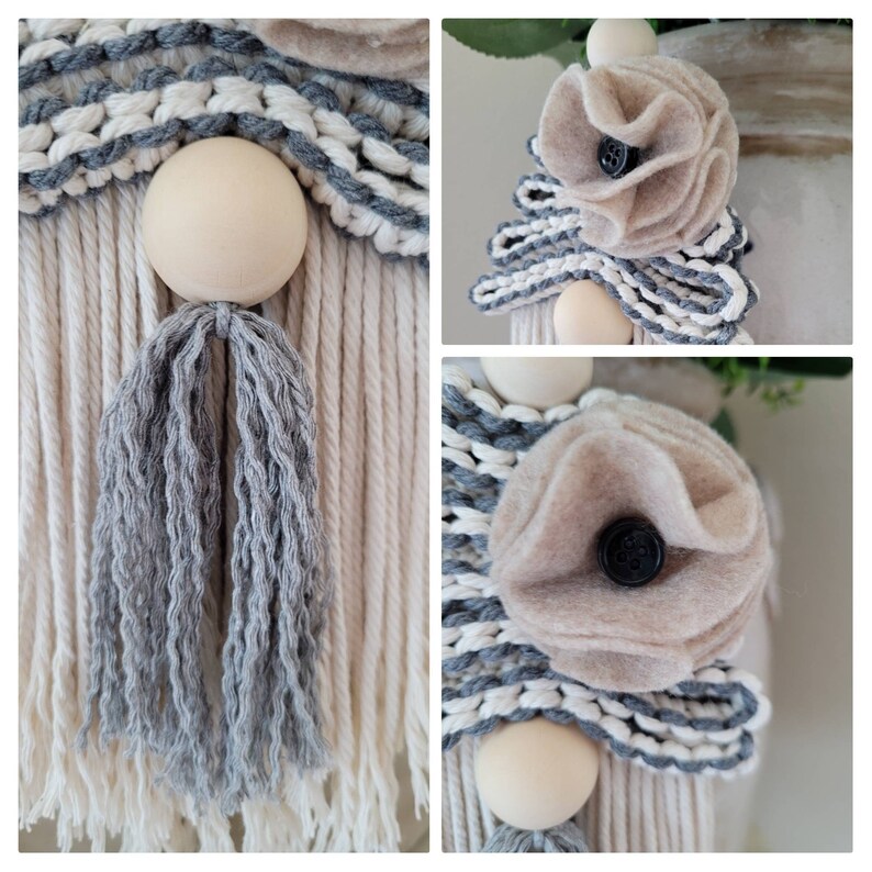 Farmhouse Gnome, Neutral Macrame Gnome, Fall Winter Spring Summer Gnome ...