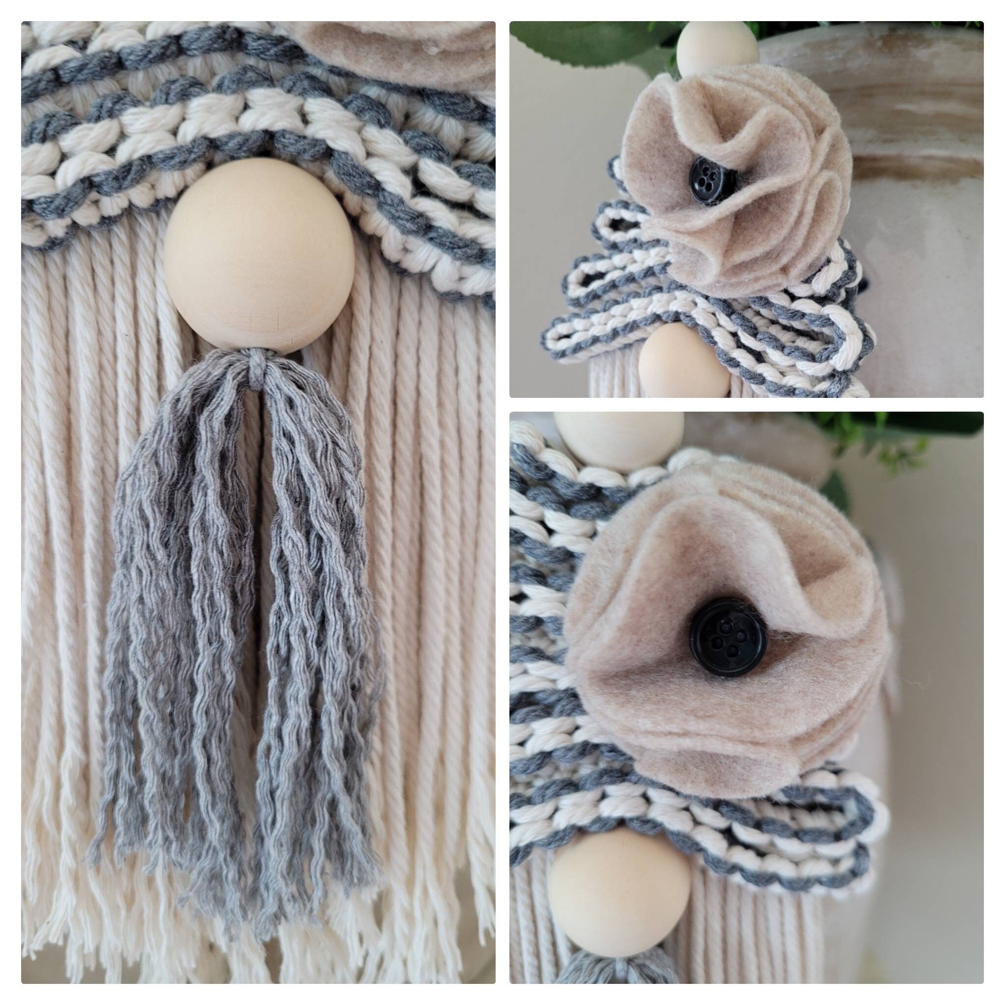 Farmhouse Gnome, Neutral Macrame Gnome, Fall Winter Spring Summer Gnome ...