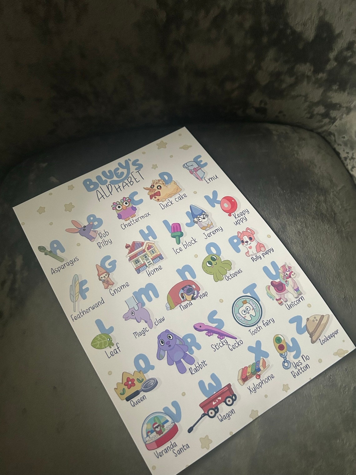 Bluey Alphabet Picture Print - Etsy UK