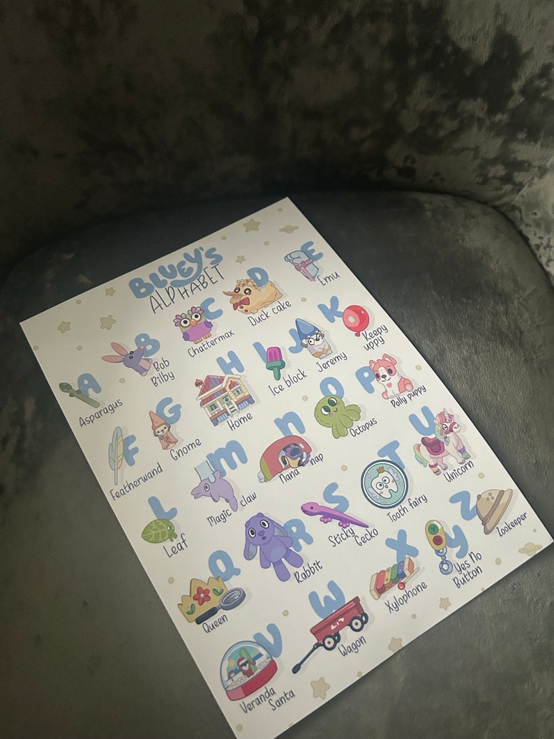 Bluey Alphabet Picture Print - Etsy UK