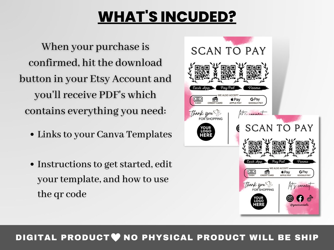 Editable Canva Scan to Pay Template, Pink Customizable QR Code Sign ...