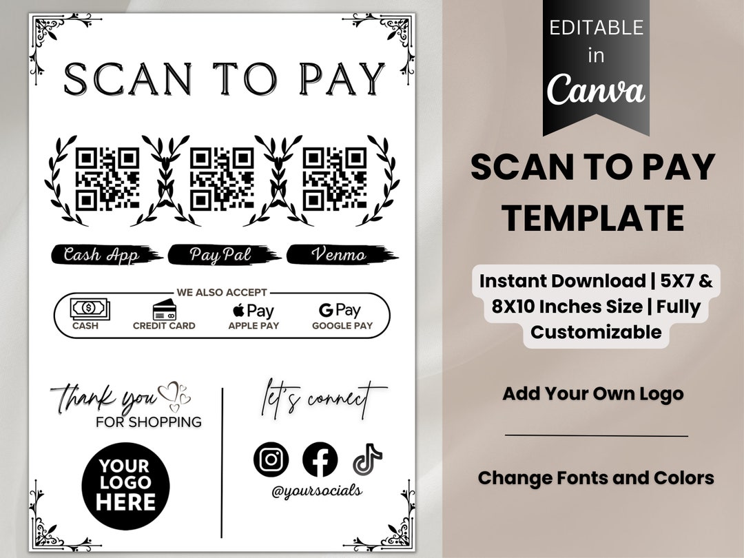 Editable Canva Scan to Pay Template Pop up Shop Sign QR Code - Etsy