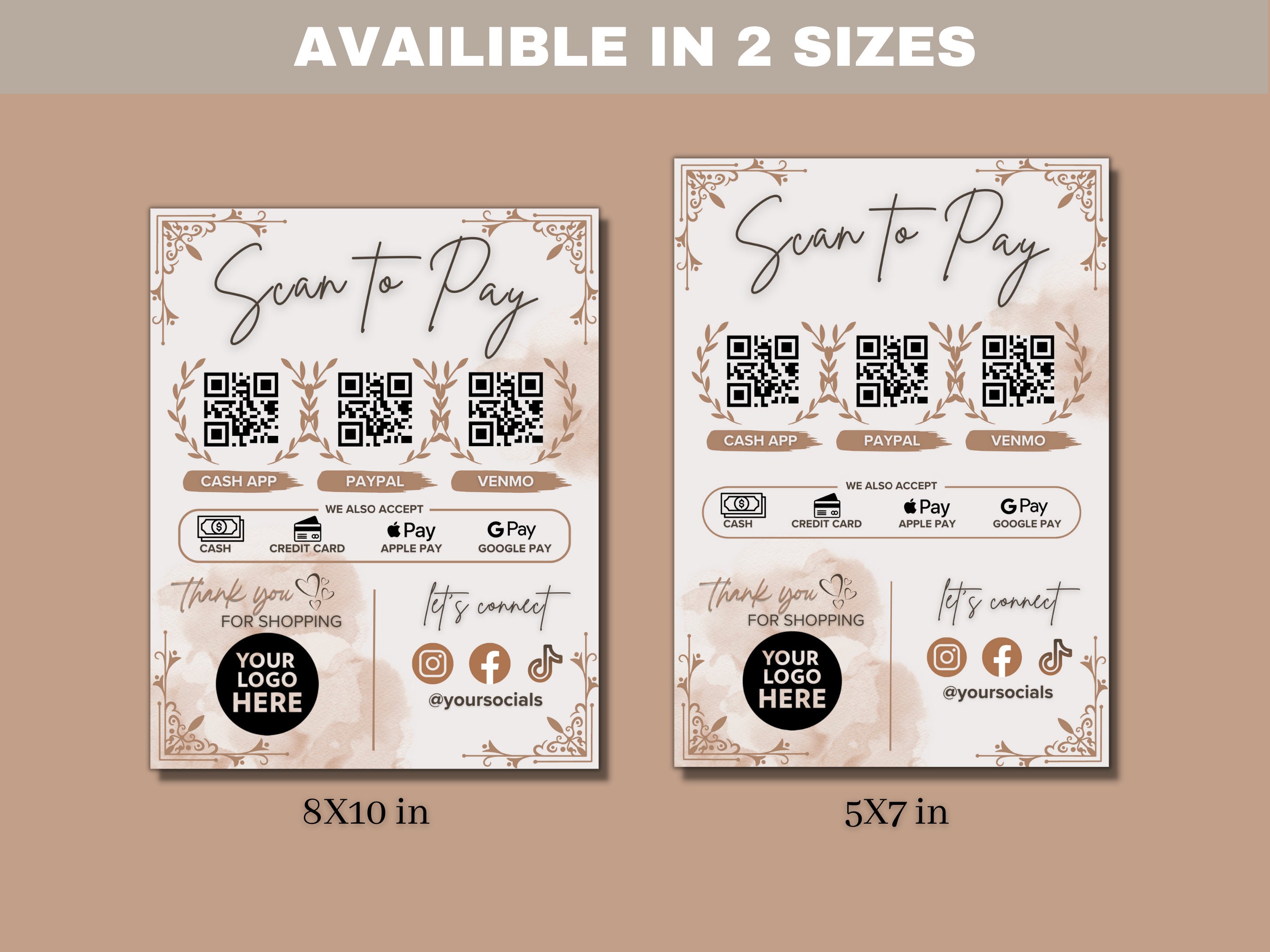 Editable Scan to Pay Sign Template, Canva QR Code Payment Sign, Small ...