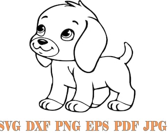Cute Dog SVG, Cute Puppy Svg, Png, Eps, Dxf, Silhouette, Cute Dog ...