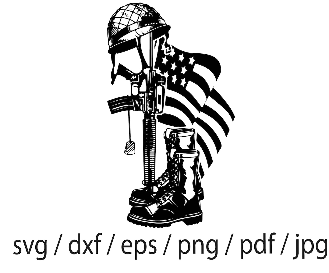 Fallen Soldier Tribute SVG | US Army War Hero Boots Dog Tag Gun Helmet ...