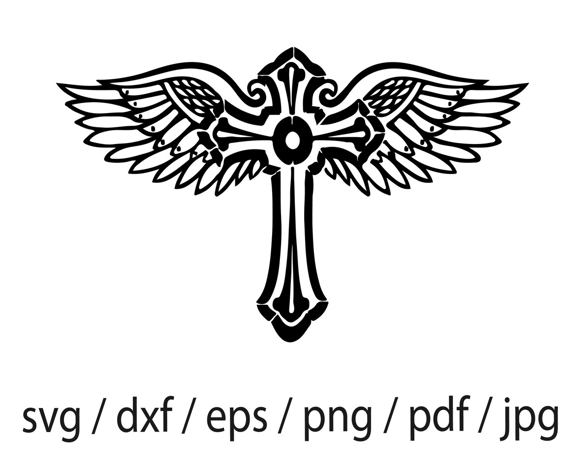 Angel Wing Cross Svg, Cross Svg, Christian,jesus, Belief Svg, Heaven ...