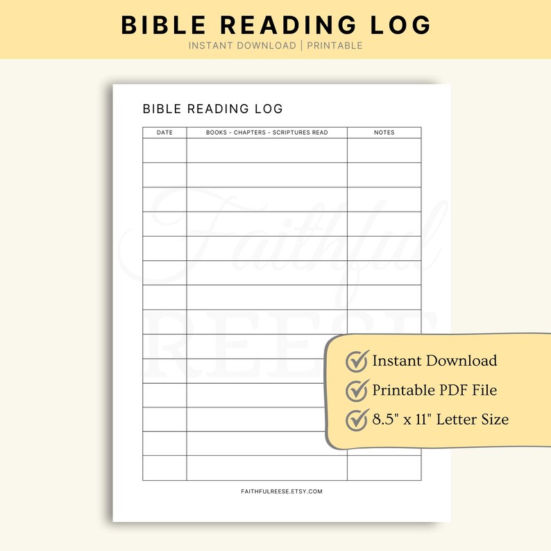 Bible Reading Log Printable, Bible Book Log, Bible Reading Tracker ...