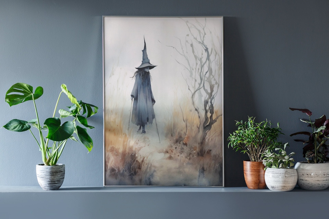 Witch Wall Art Halloween Vintage Art Print Witch Halloween Art Fall ...