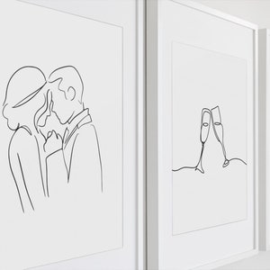 Couple One Line Art Wedding Art Line Art Wedding Gift Line Couple Gift ...