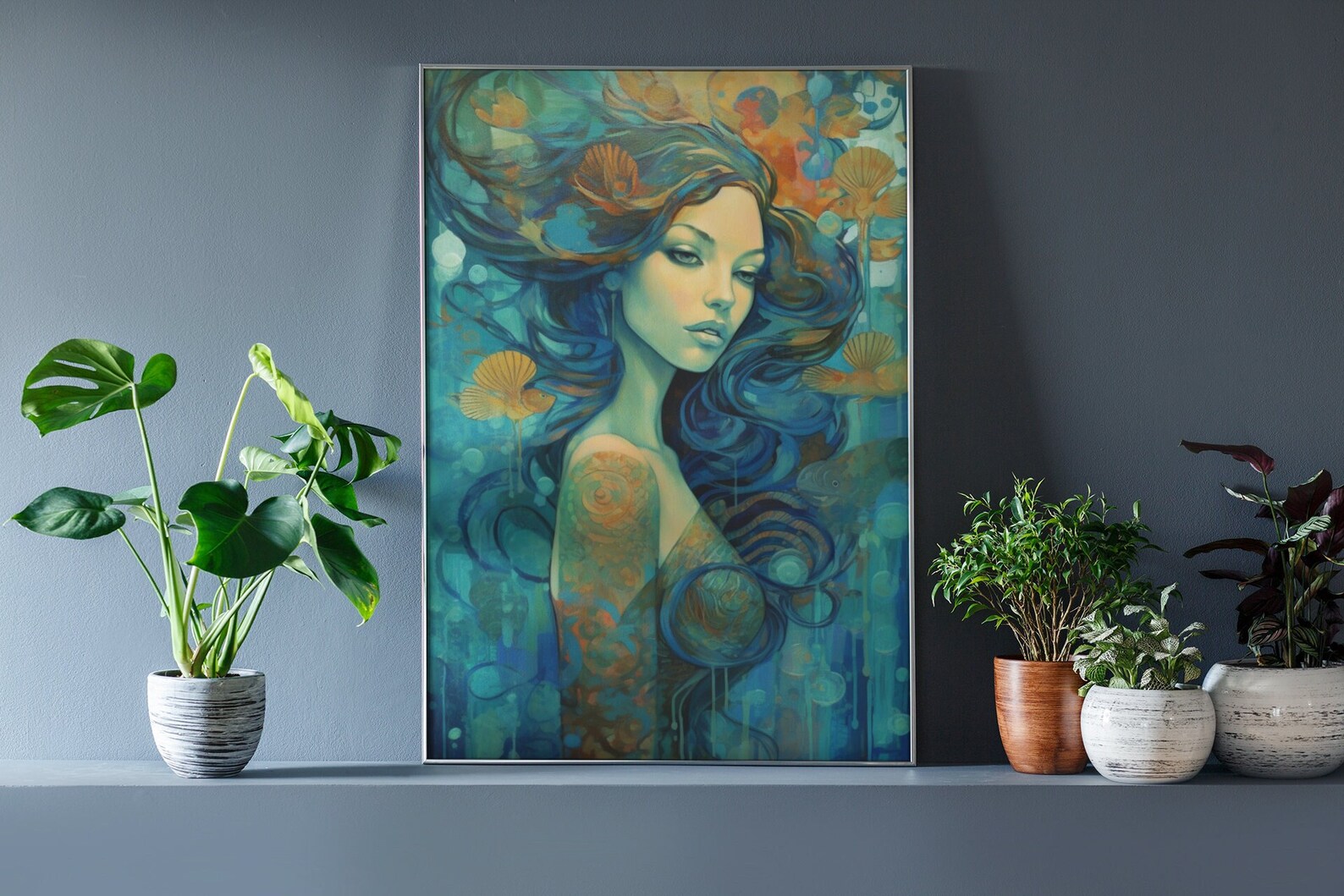 Mermaid Wall Art Siren Wall Art Dark Decor Mermaid Digital Art Mermaid ...