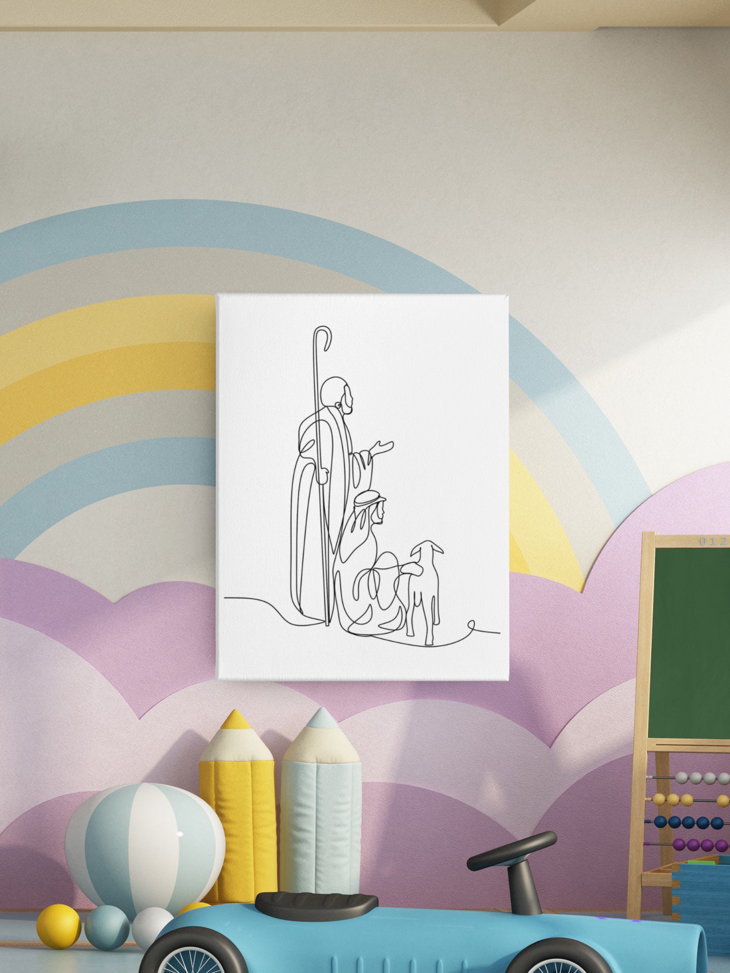 Christian One Line Art Christian Christmas Art Church Nursery Decor ...