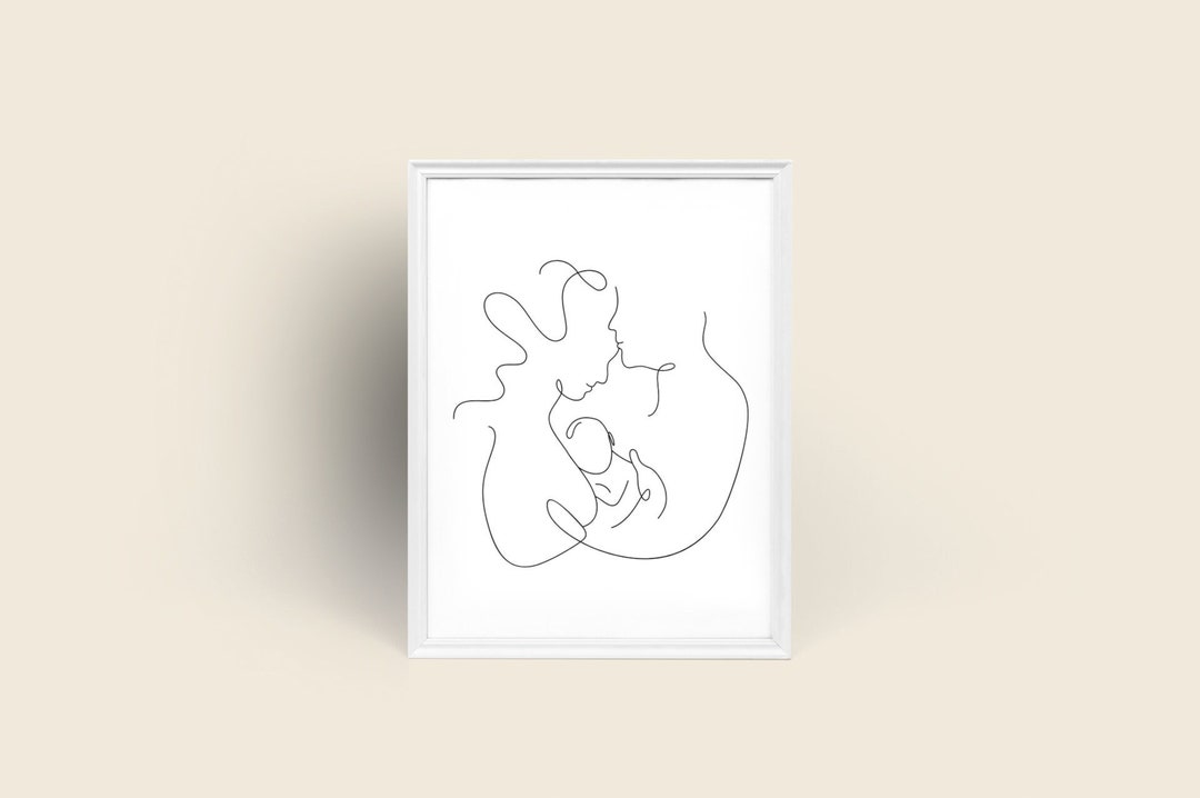 Couple One Line Art Family Poster Couple One Line Art Love Line Art ...