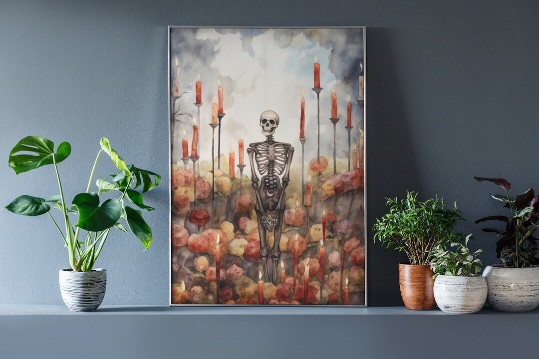 Halloween Wall Art Halloween Art Print Skeleton Halloween Art Prints ...