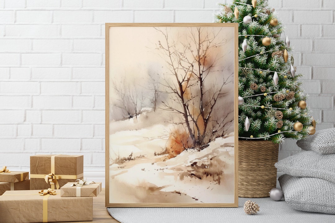 Winter Landscape Wall Art Snow Art Print Christmas Art Print Watercolor ...