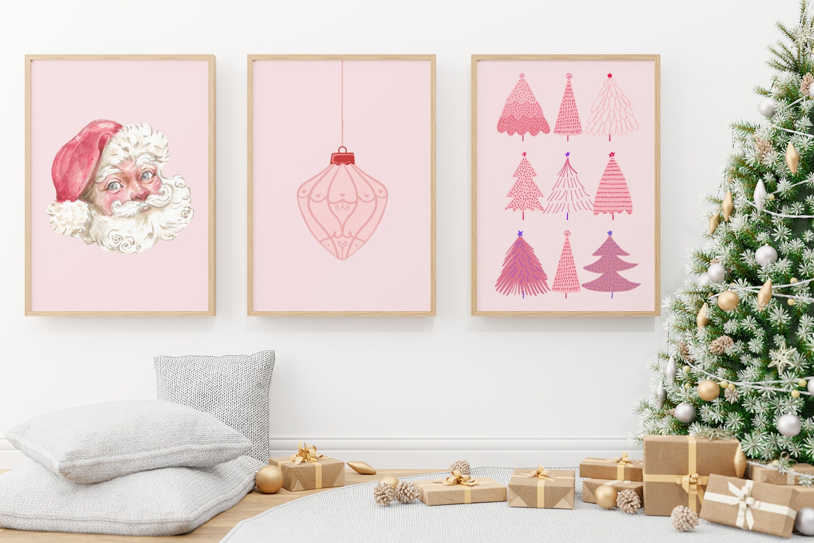 Pink Christmas Decor Pink Christmas Art Christmas Printable Wall Art ...
