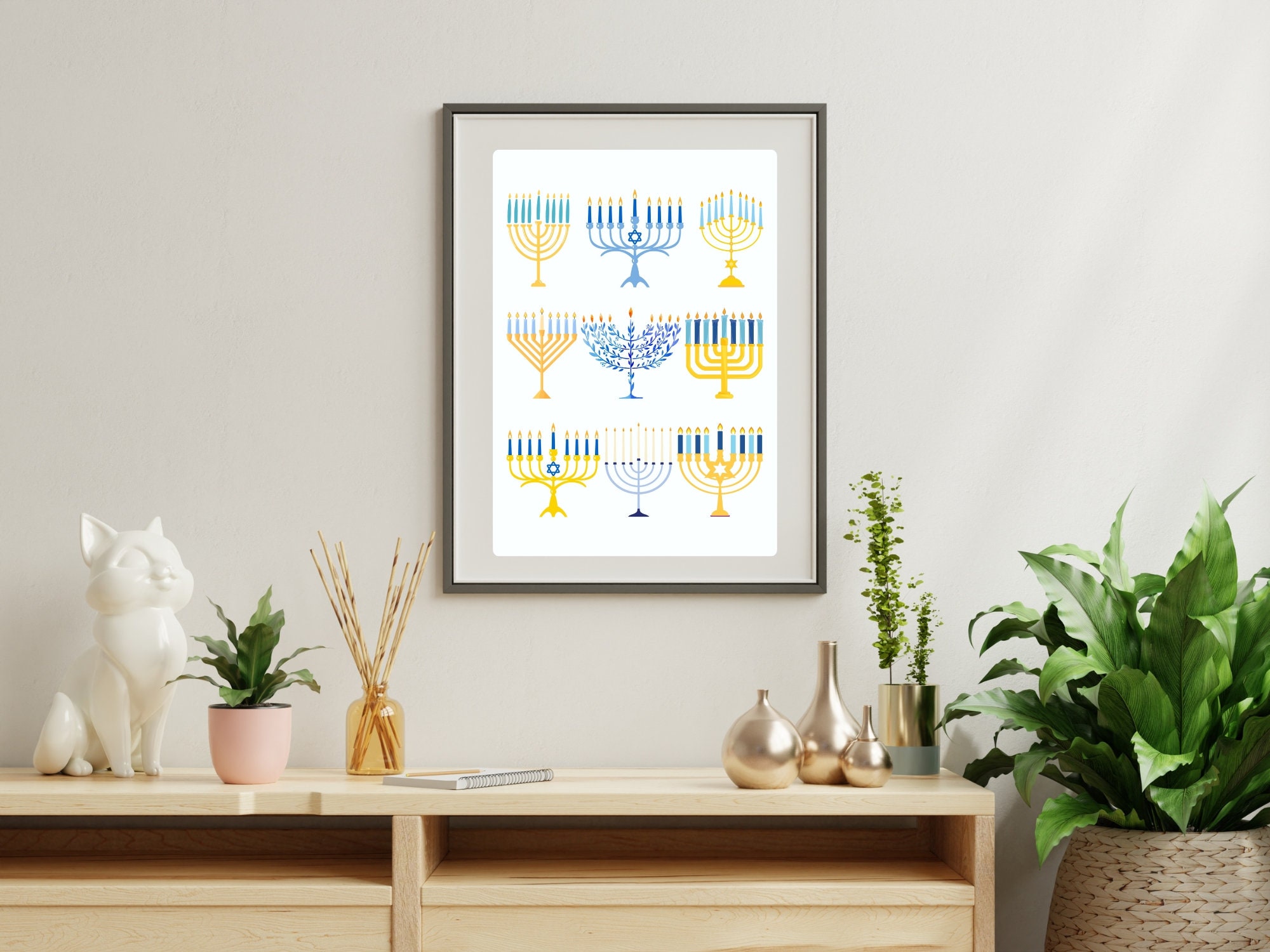 Jewish Art Menorah Candles Art Menorah Print Menorah Poster - Etsy
