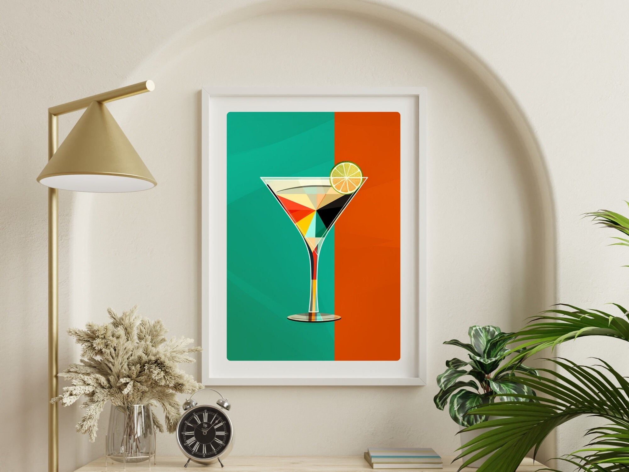 Martini Wall Art Bar Area Art Retro Cocktail Bar Cart Digital Art Print ...