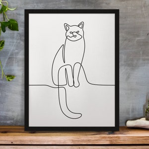 Cat Print Cat Stuff Cat Lover Gift Cat Nursery Cat Poster One Line Art ...