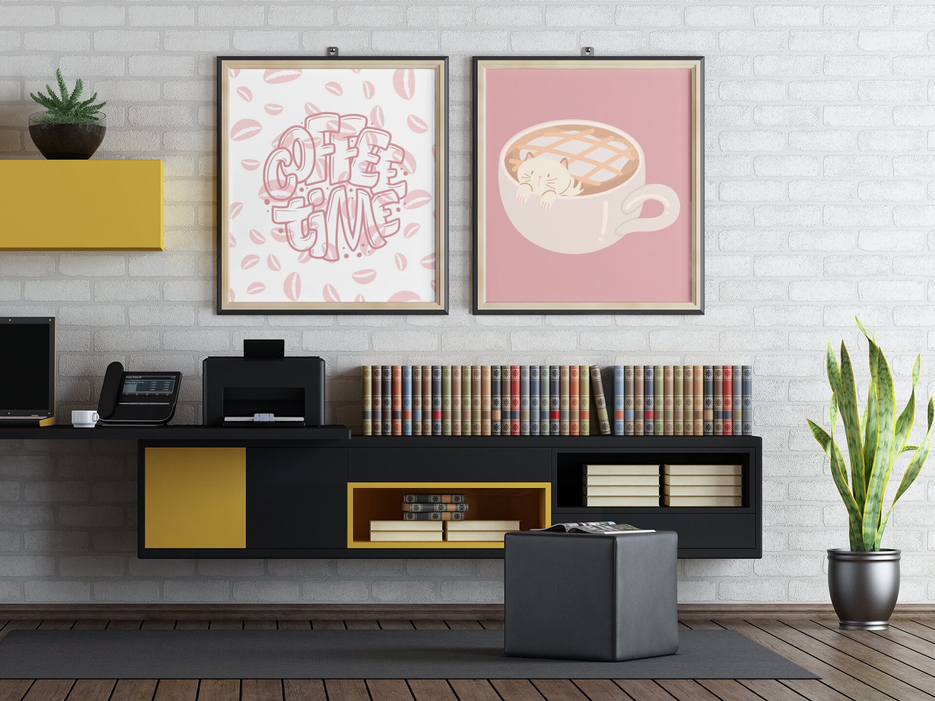 Coffee Shop Poster Print Kitchen Poster Espresso Art Cute Pink Coffee ...