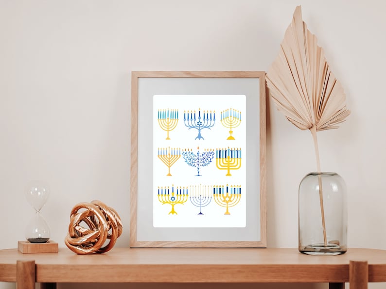 Jewish Art Menorah Candles Art Menorah Print Menorah Poster - Etsy