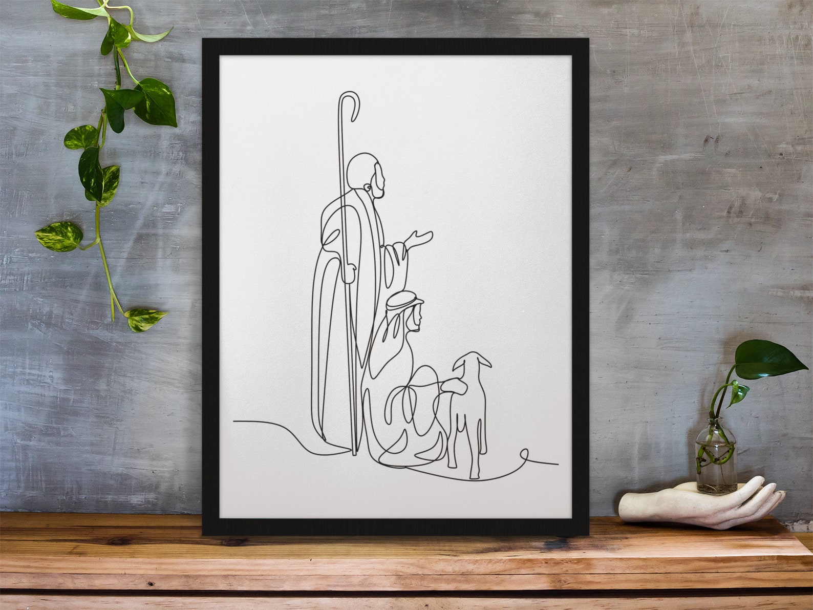 Christian One Line Art Christian Christmas Art Church Nursery Decor ...