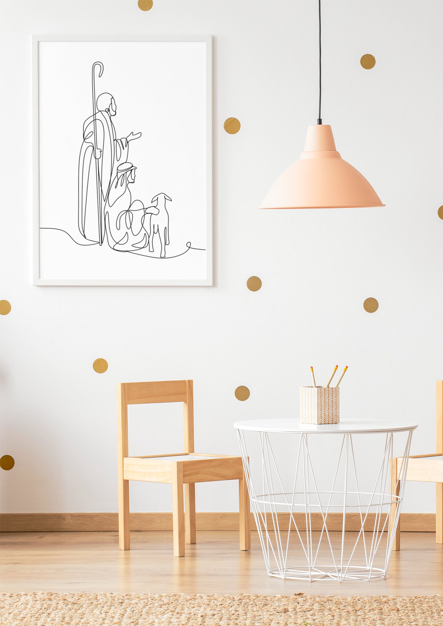 Christian One Line Art Christian Christmas Art Church Nursery Decor ...
