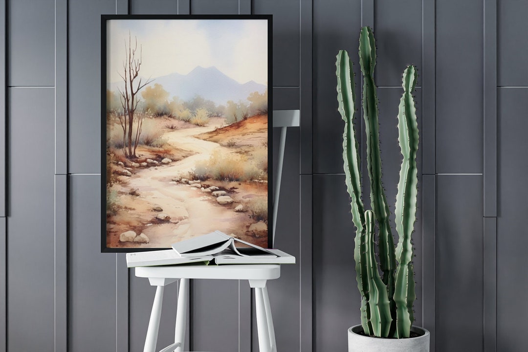 Desert Watercolor Wall Art Neutral Desert Wall Decor Desert Landscape ...