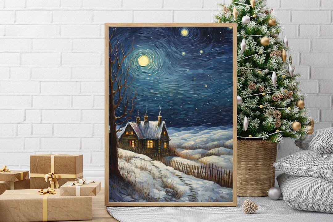 Winter Landscape Wall Art Print Van Gogh Art Print Christmas Art Print ...