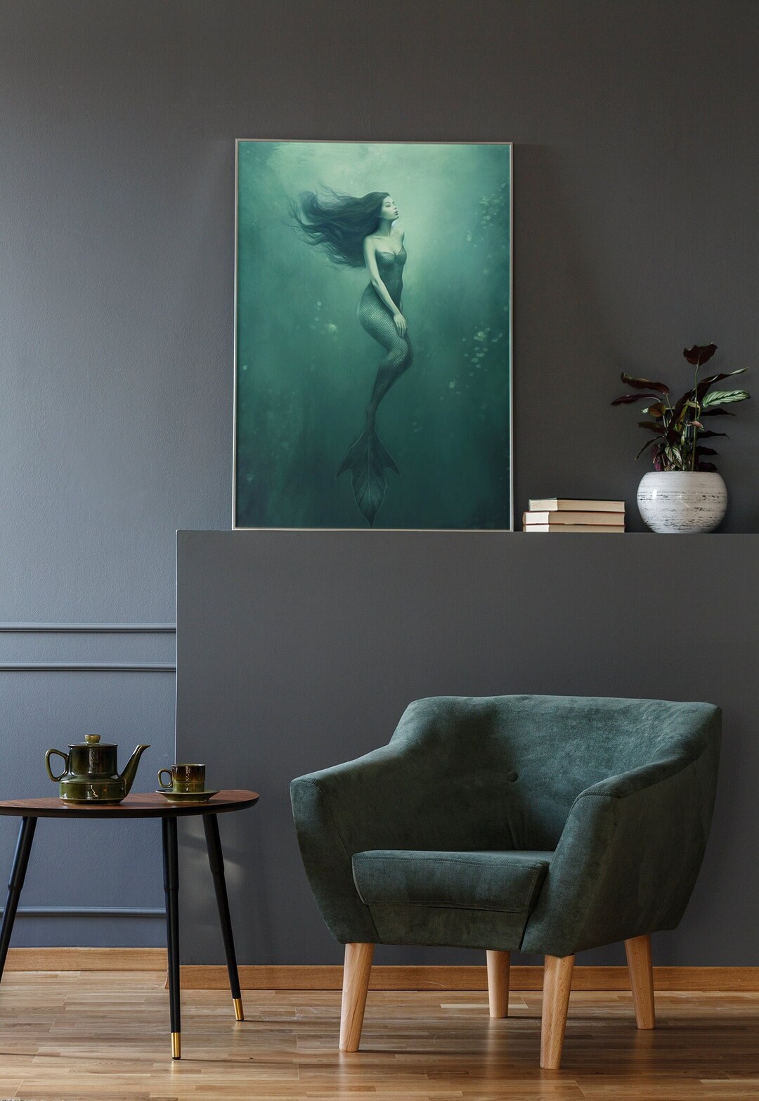 Mermaid Core Wall Art Dark Siren Art Watercolor Mermaid Digital Art ...