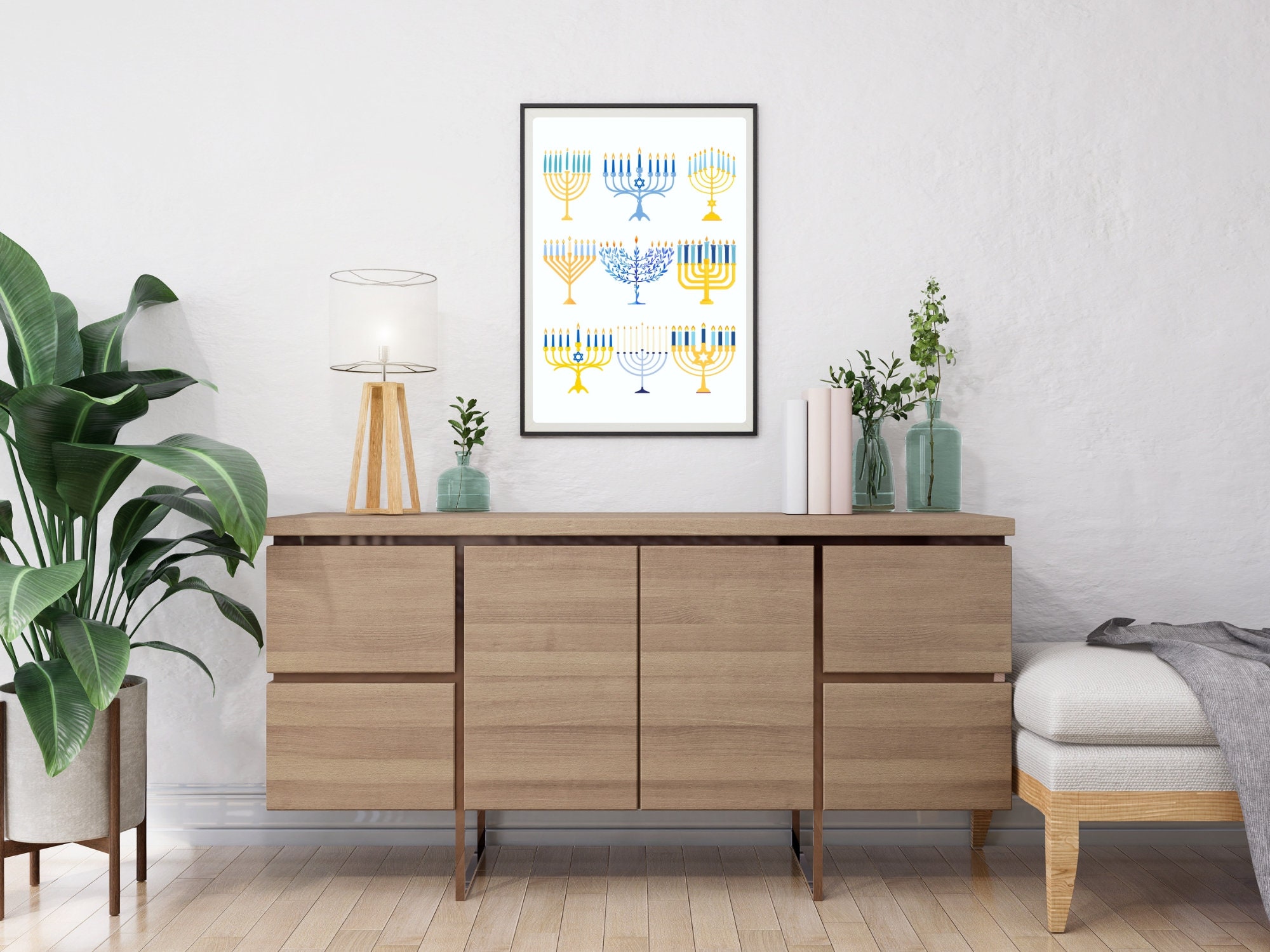 Jewish Art Menorah Candles Art Menorah Print Menorah Poster - Etsy