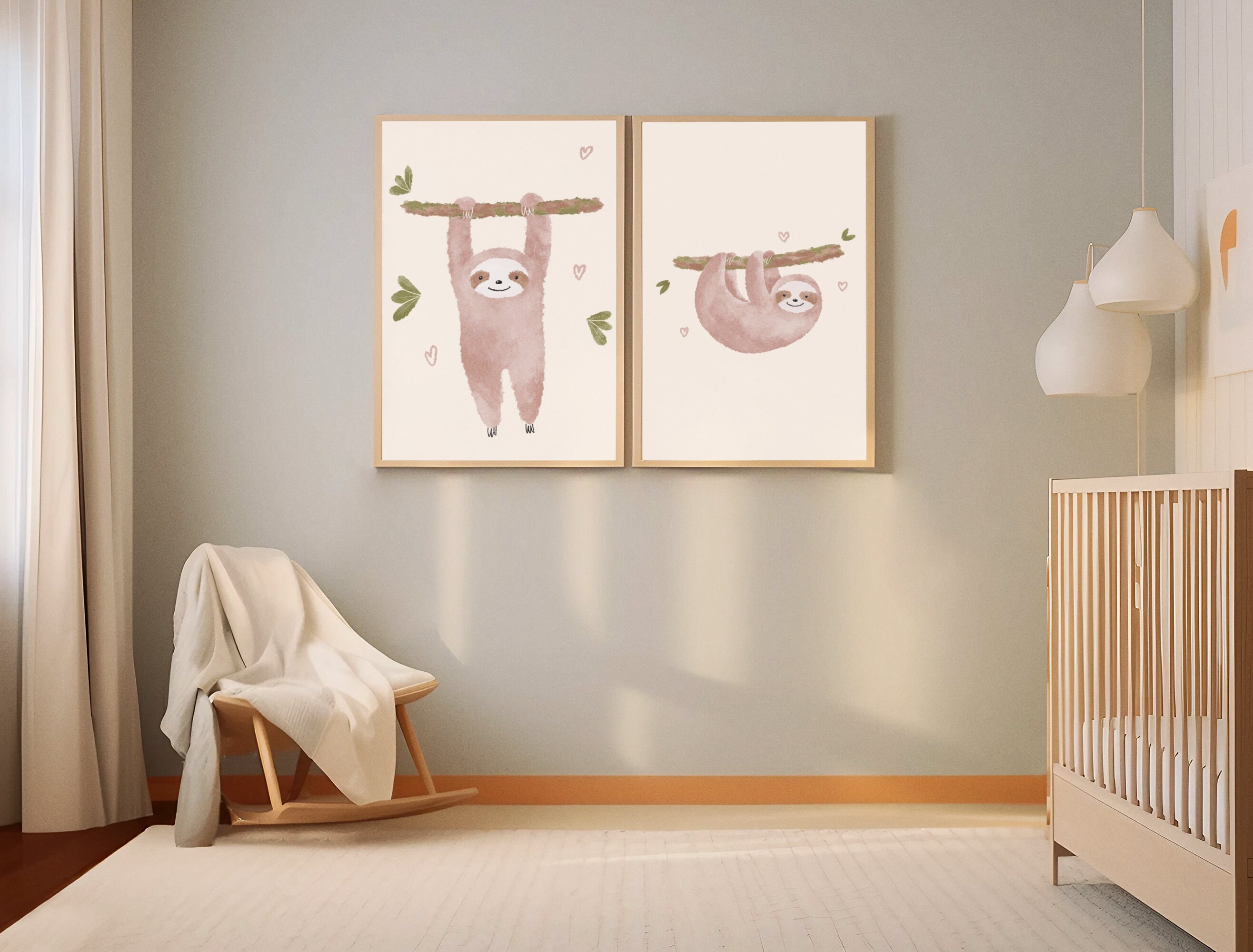 Sloth Nursery Art Sloth Print Animals Nursey Art Green Nursery Decor ...