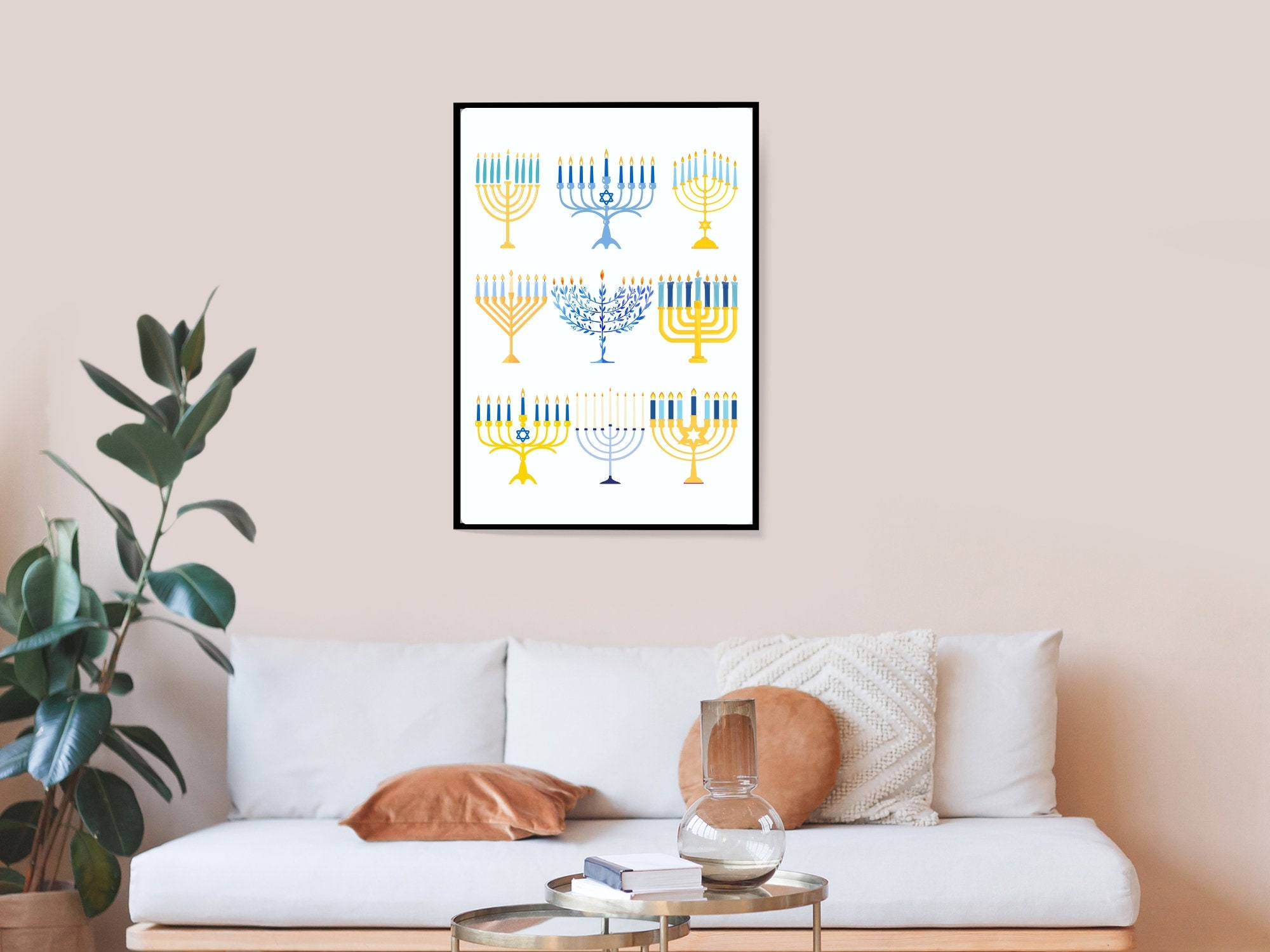 Jewish Art Menorah Candles Art Menorah Print Menorah Poster - Etsy