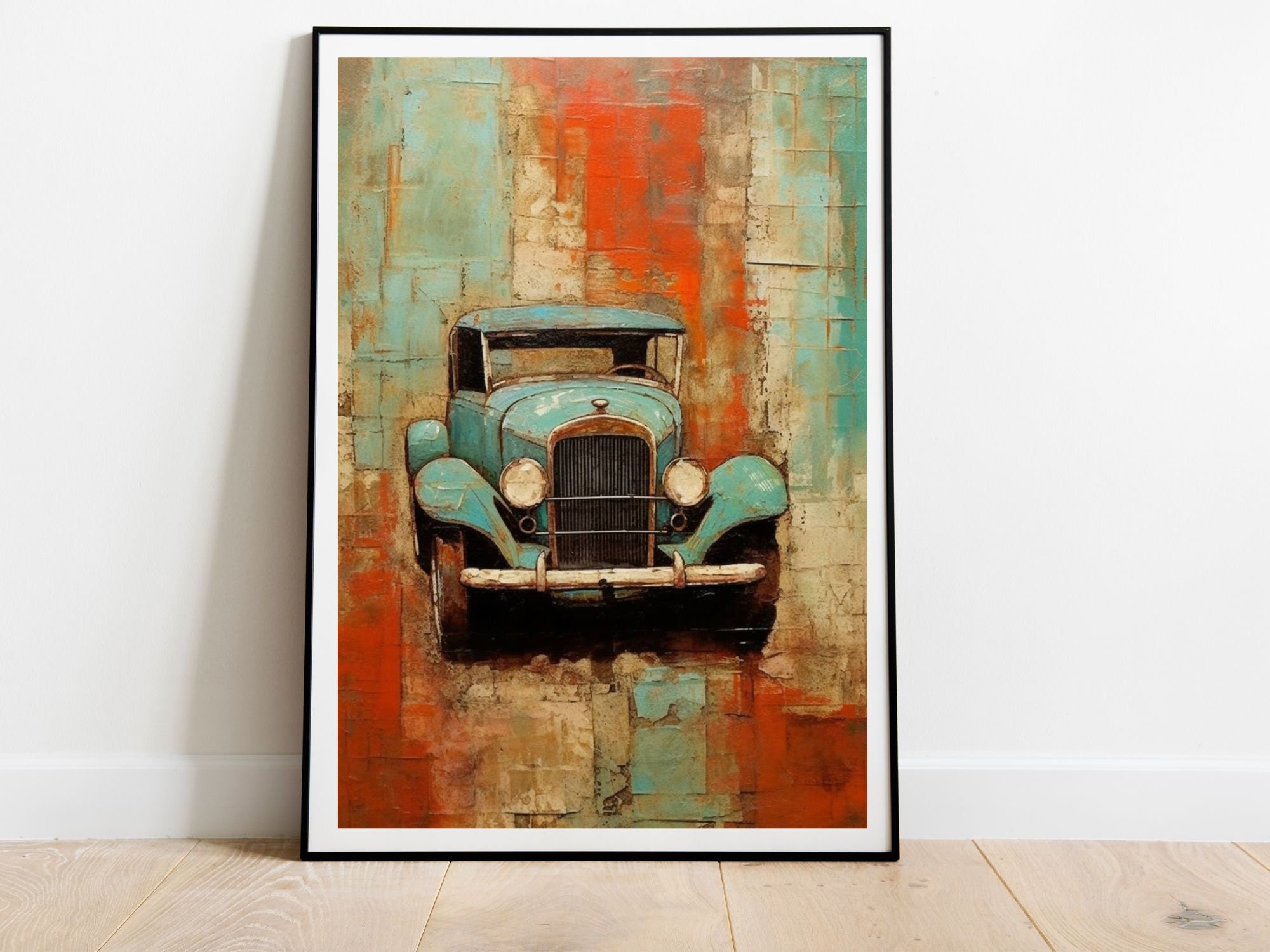 Vintage Car Art Car Digital Print Garage Decor Man Cave Poster Set of 4 ...